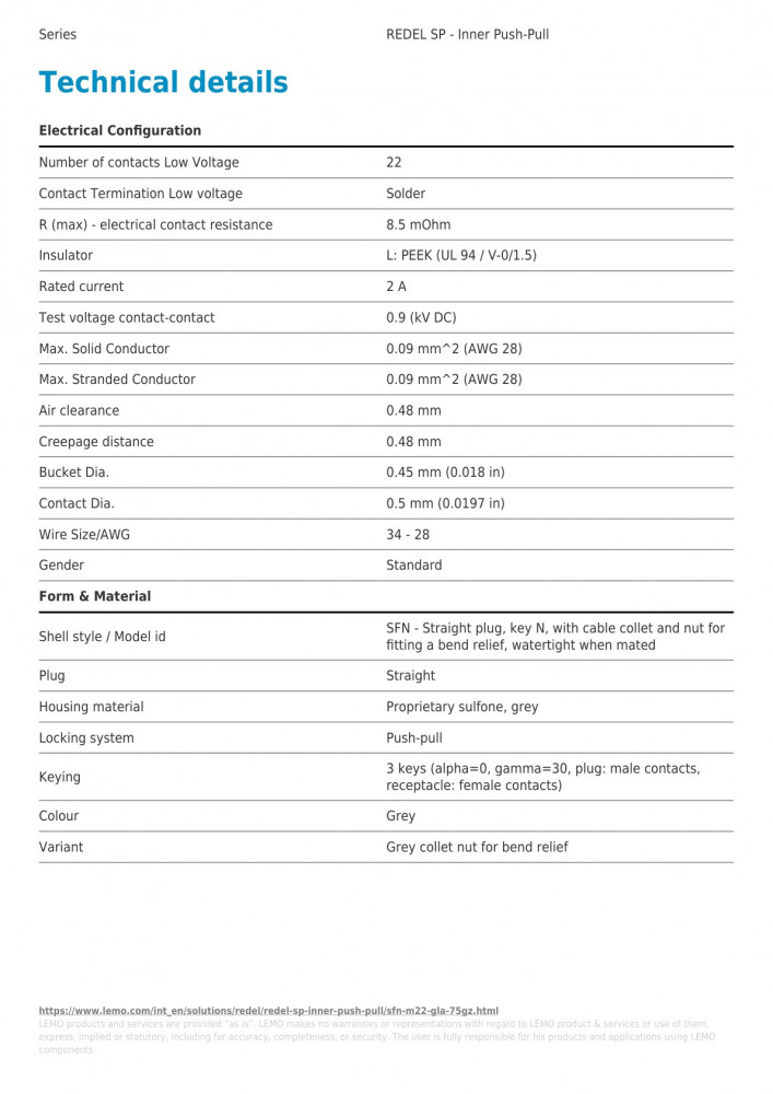 LEMO product documentation page 2