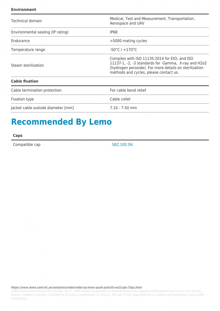 LEMO product documentation page 3