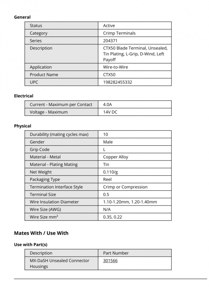 Technical document image 2 for Molex 2043714330