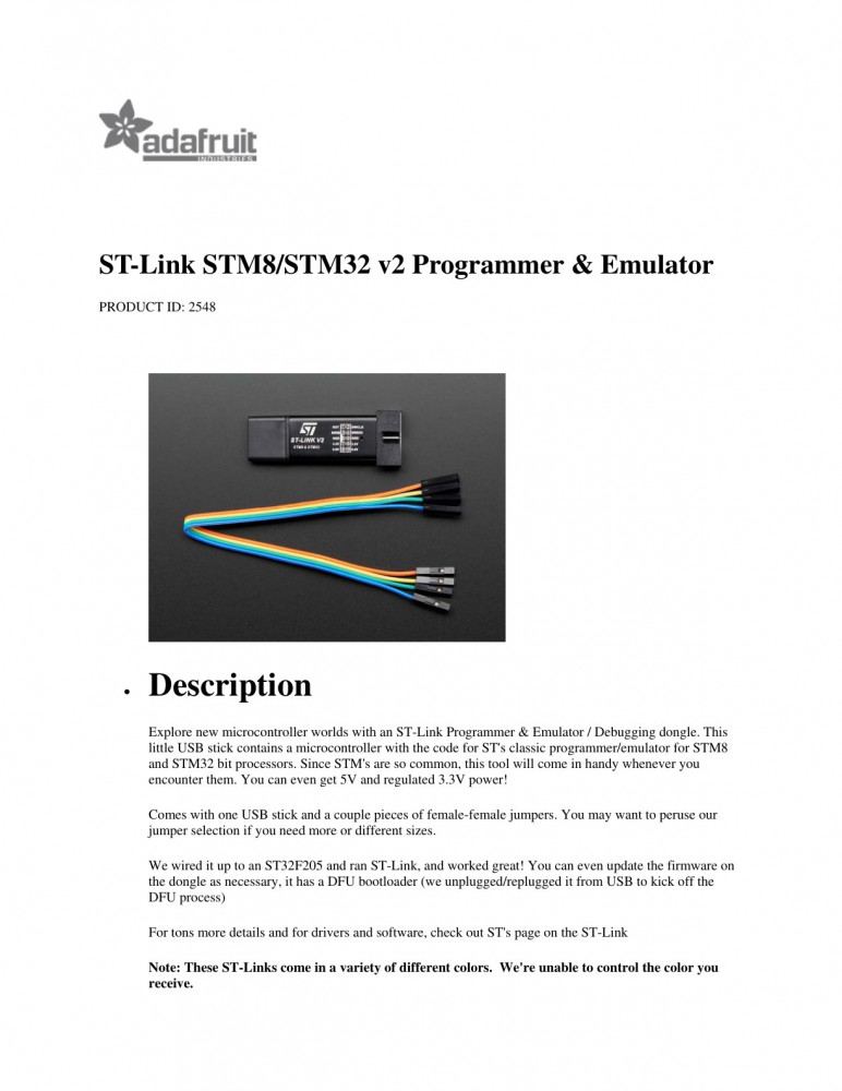 Adafruit 2548 technical document page 1