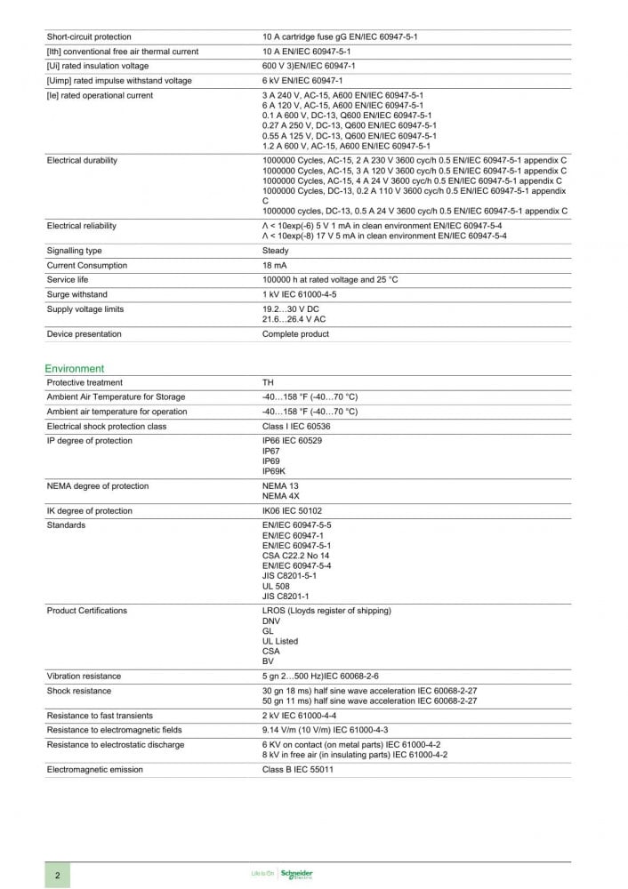 XB4BW35B5 technical document page 2