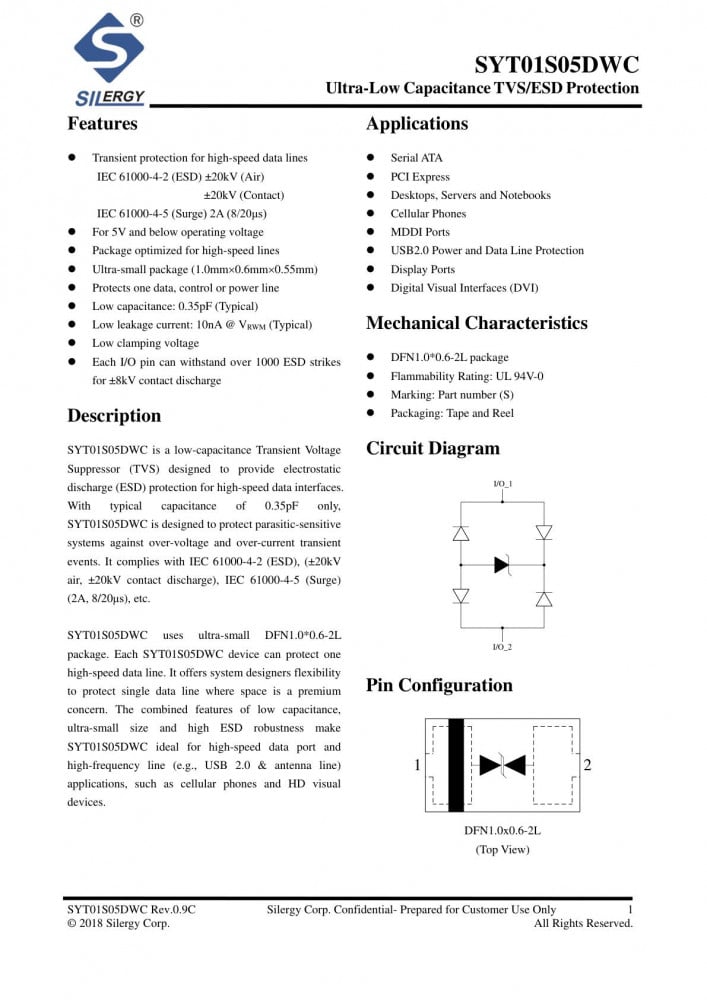 SYT01S05DWC datasheet page 1