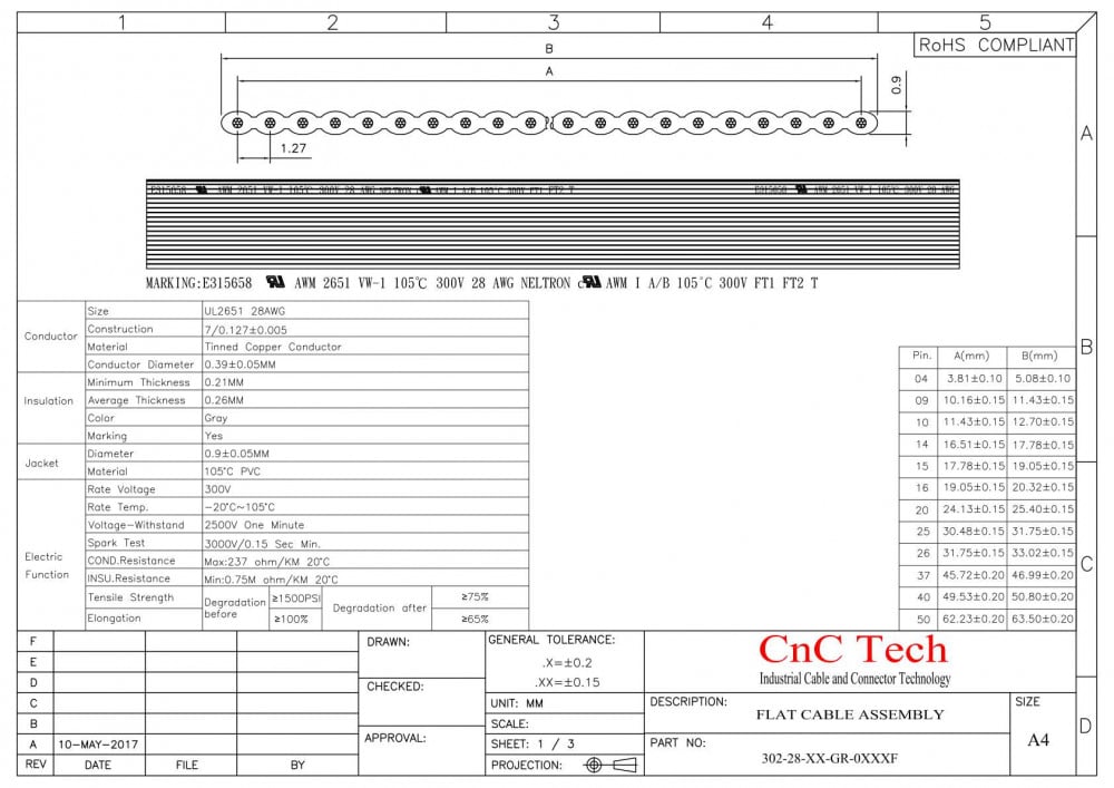 CNC Tech 302-28-14-GR-0250F technical drawing page 1
