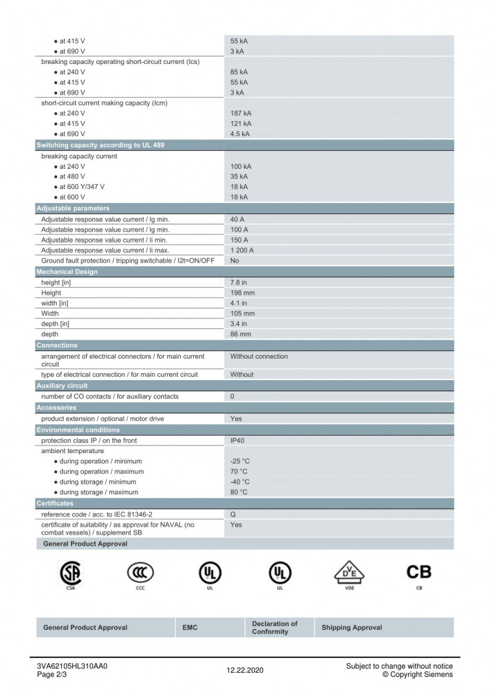 3VA6210-5HL31-0AA0 datasheet page 2