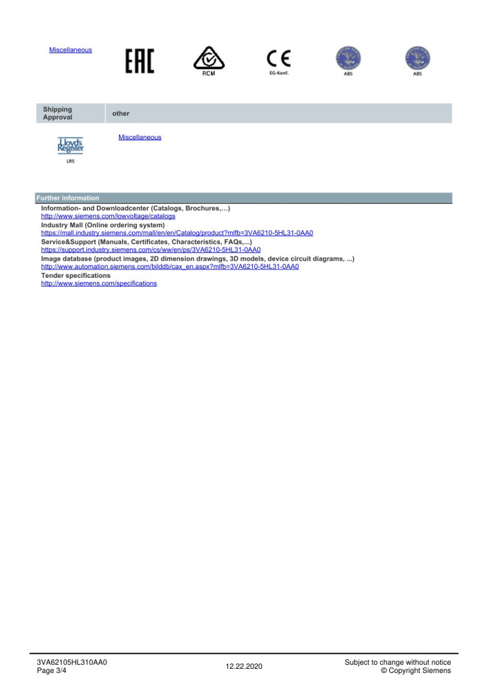 3VA6210-5HL31-0AA0 datasheet page 3