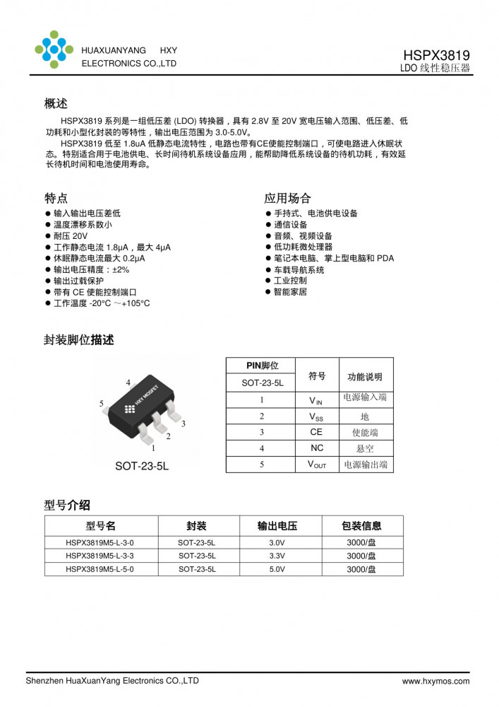 HSPX3819 datasheet page 1