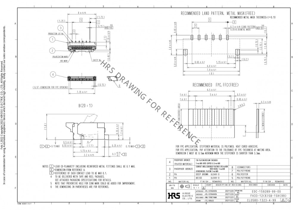 HRS FH33-12(6)SB-1SH(99) drawing page 1