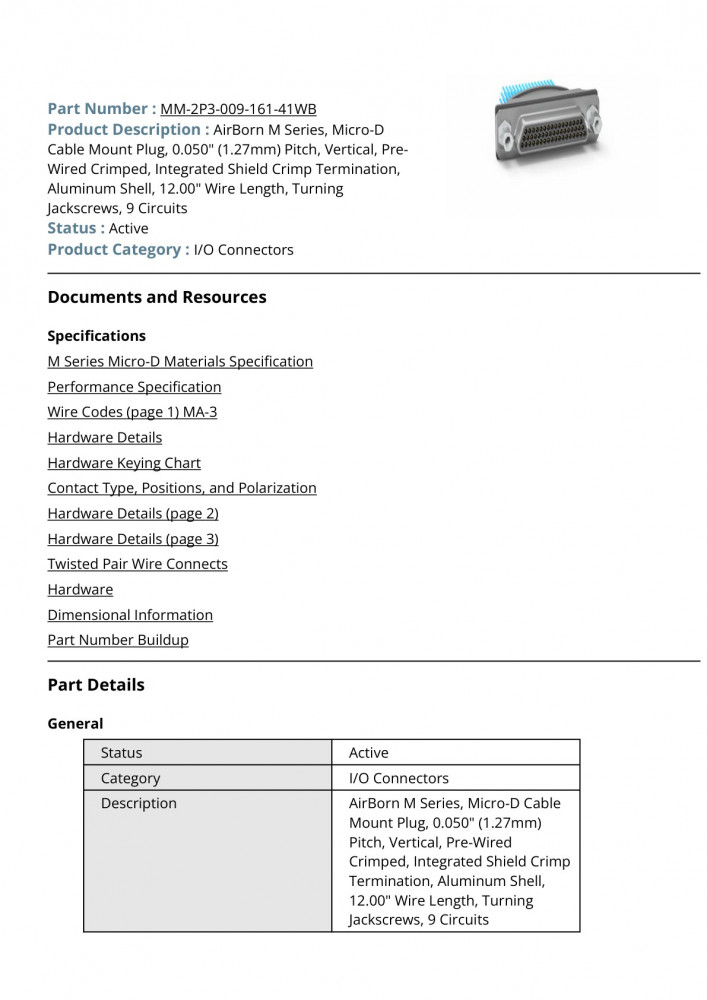 MM-2P3-009-161-41WB technical document page 1