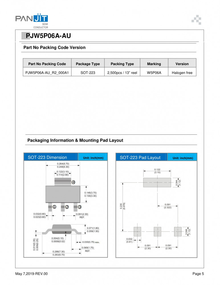 PJW5P06A-AU datasheet page 5