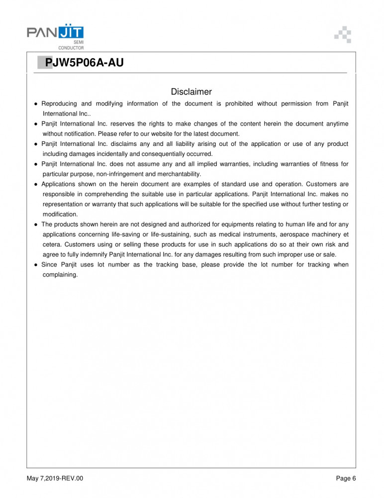 PJW5P06A-AU datasheet page 6