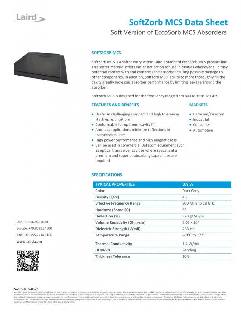 Laird SoftZorb MCS datasheet page 1