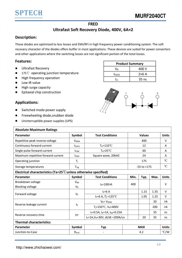 MURF2040CT datasheet page 1