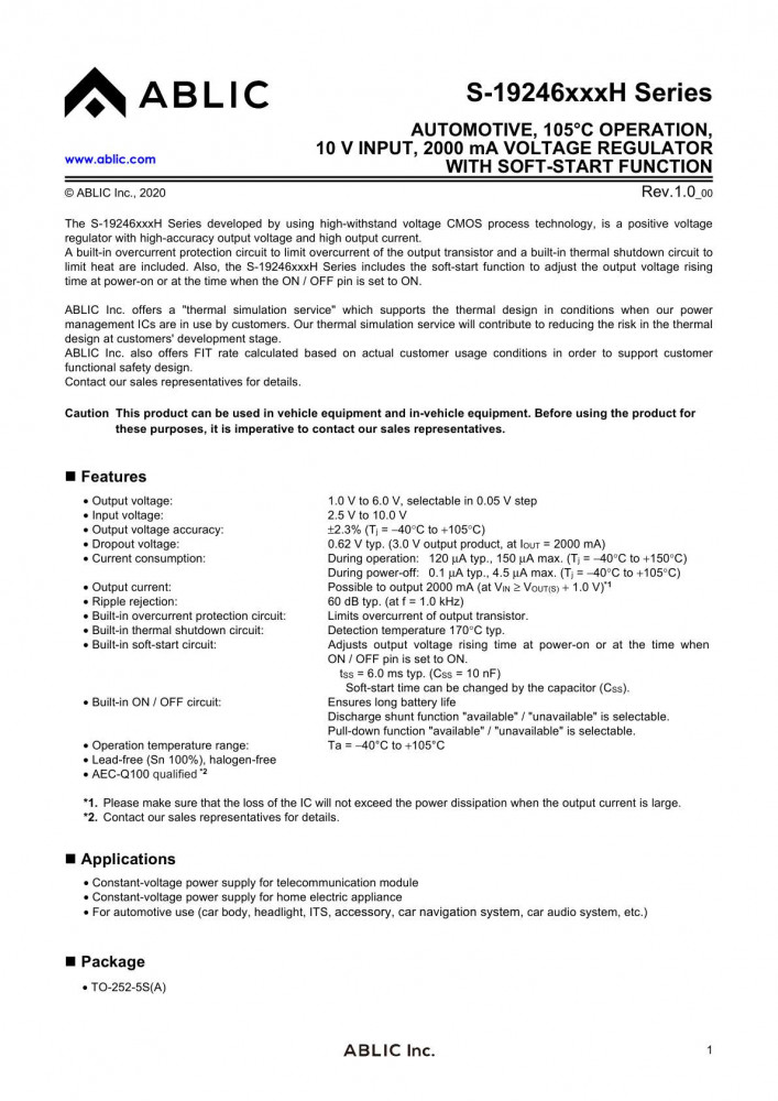 ABLIC S-19246xxxH datasheet page 1