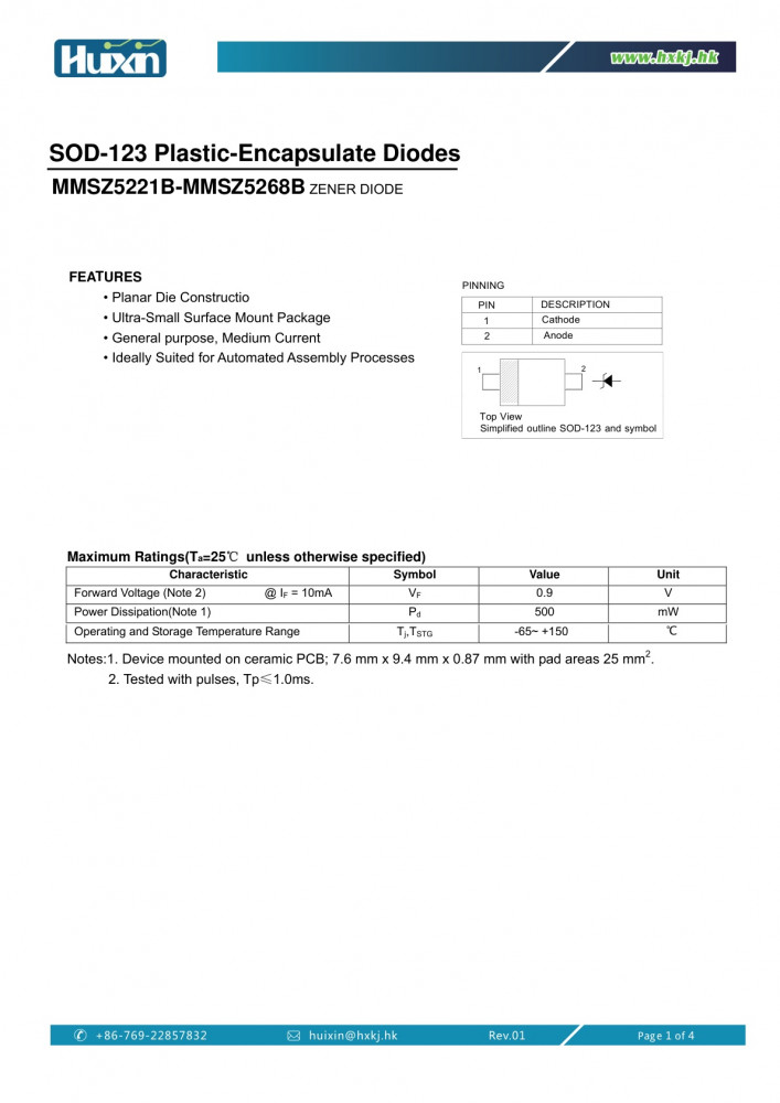MMSZ5243B datasheet page 1