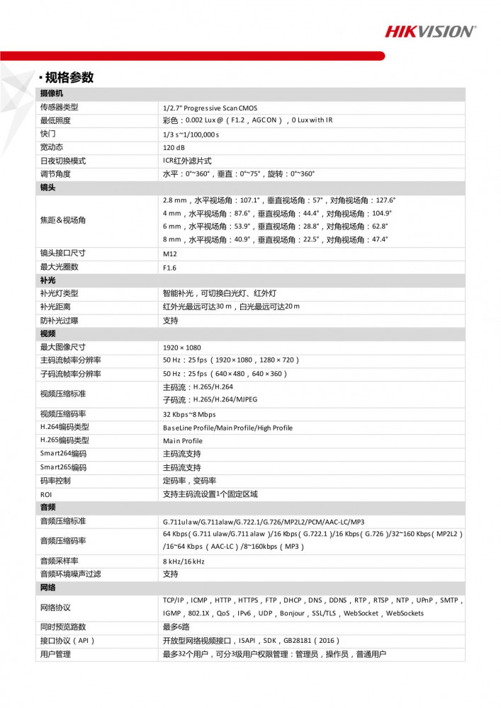 DS-2CD3326(D)WDA4-L datasheet page 2