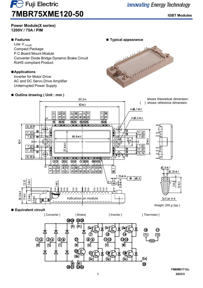 7MBR75XME120-50 technical document page 1