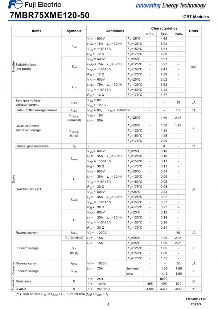 7MBR75XME120-50 technical document page 4