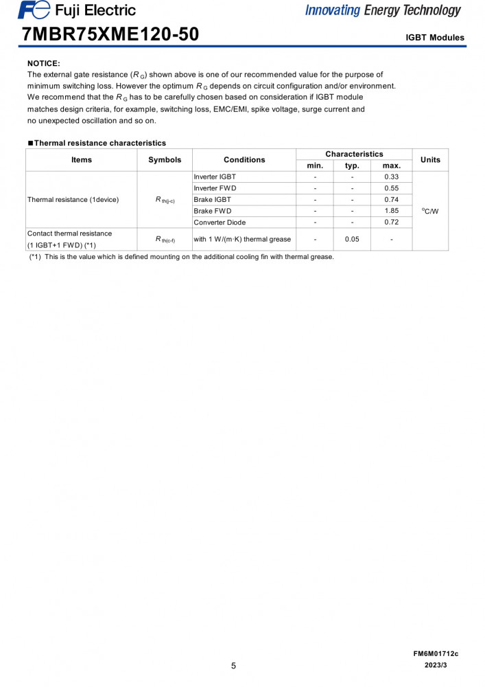 7MBR75XME120-50 technical document page 5