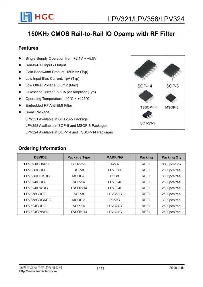 LPV358CDRG datasheet page 1
