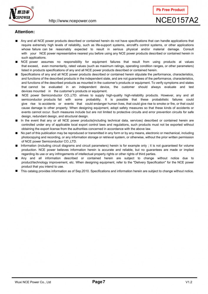 NCE0157A2 datasheet page 7