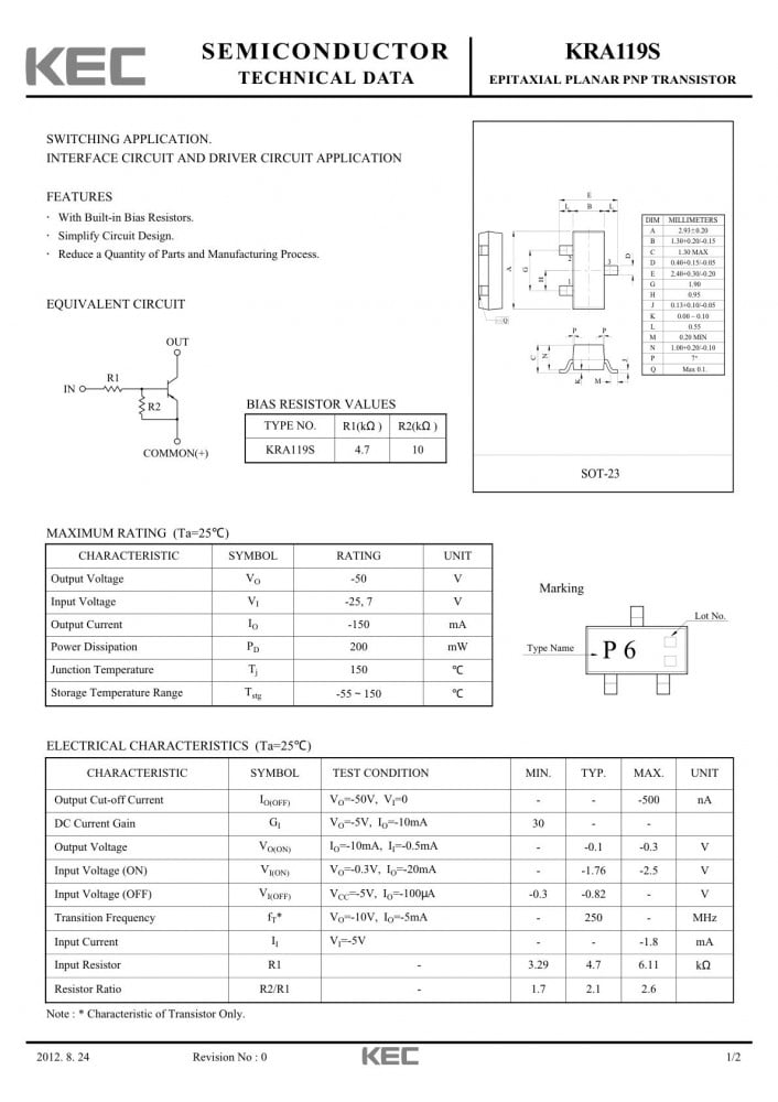 KRA119S-RTK/P datasheet page 1