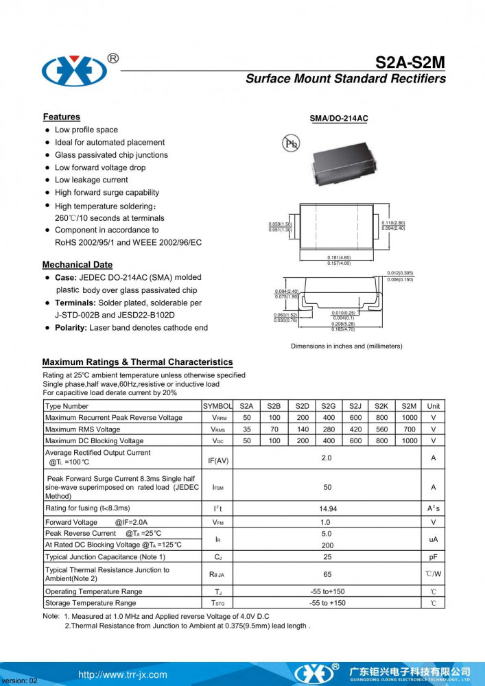 JUXING S2M datasheet page 1
