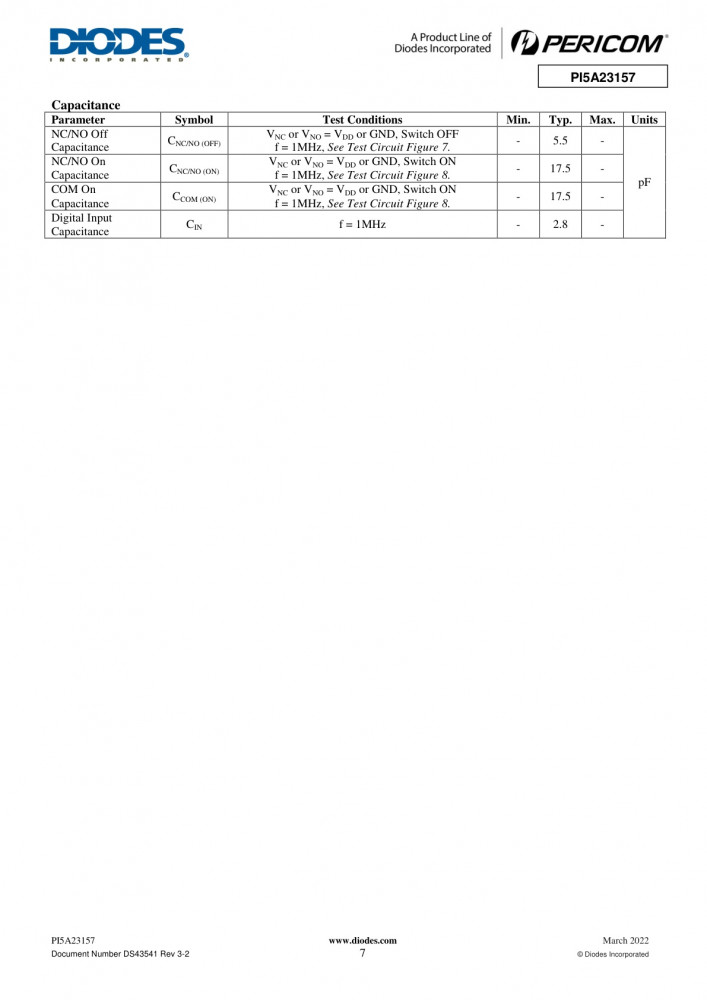 PI5A23157 datasheet page 7