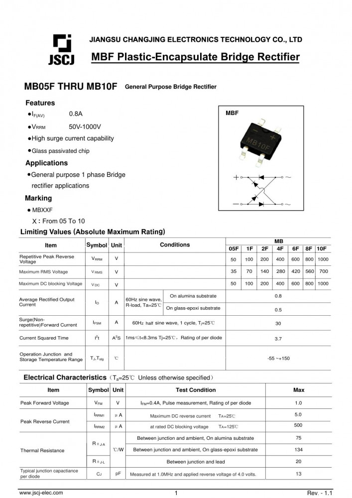JSCJ MB10F datasheet page 1