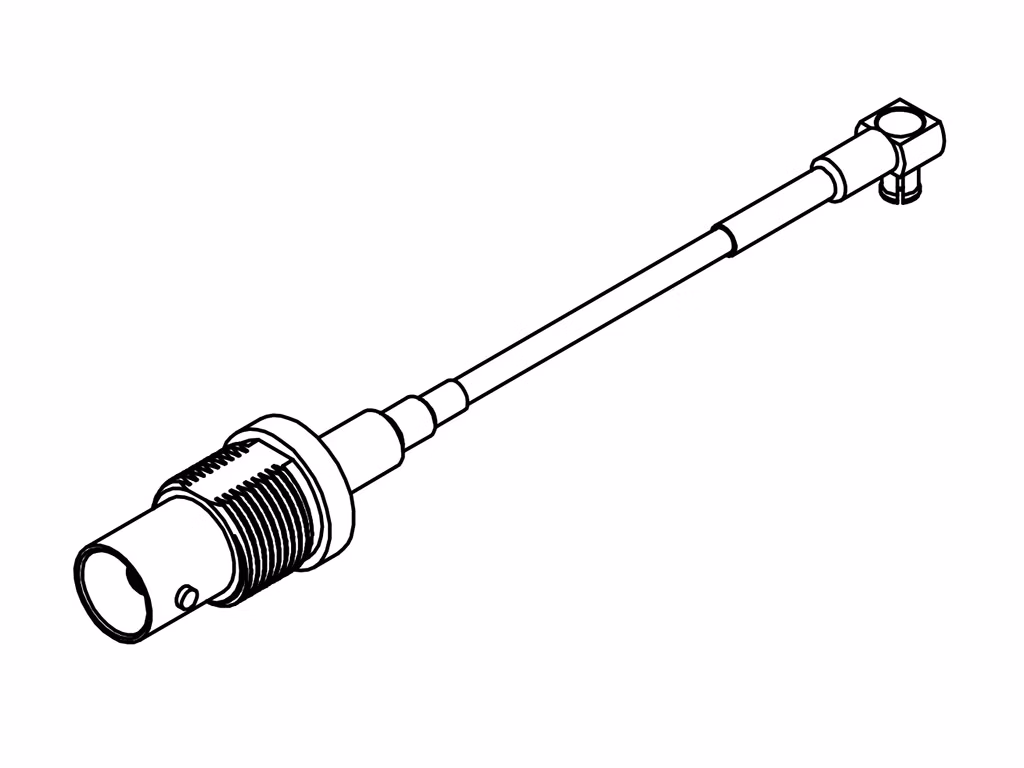TNC Straight Bulkhead Jack IP69K to MCX Right-Angle Plug on RG-316 Cable, 100.00mm Length, 50 Ohms