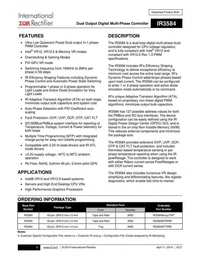 IR3584 technical document page 1