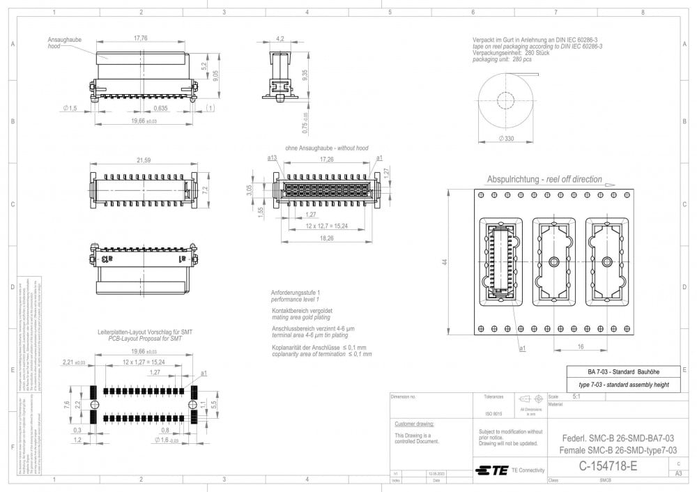 TE Connectivity ERNI 154718 technical document preview