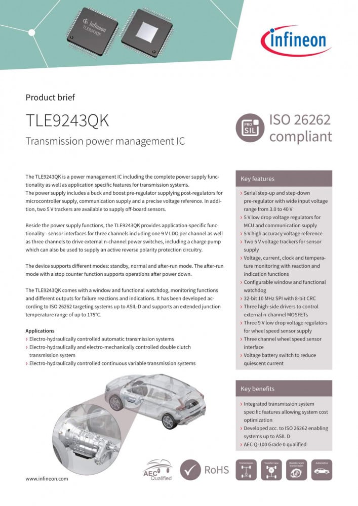TLE9243QK product brief page 1