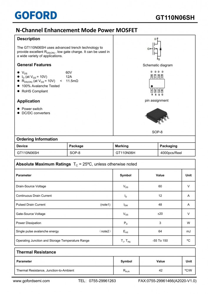 GT110N06SH datasheet page 1