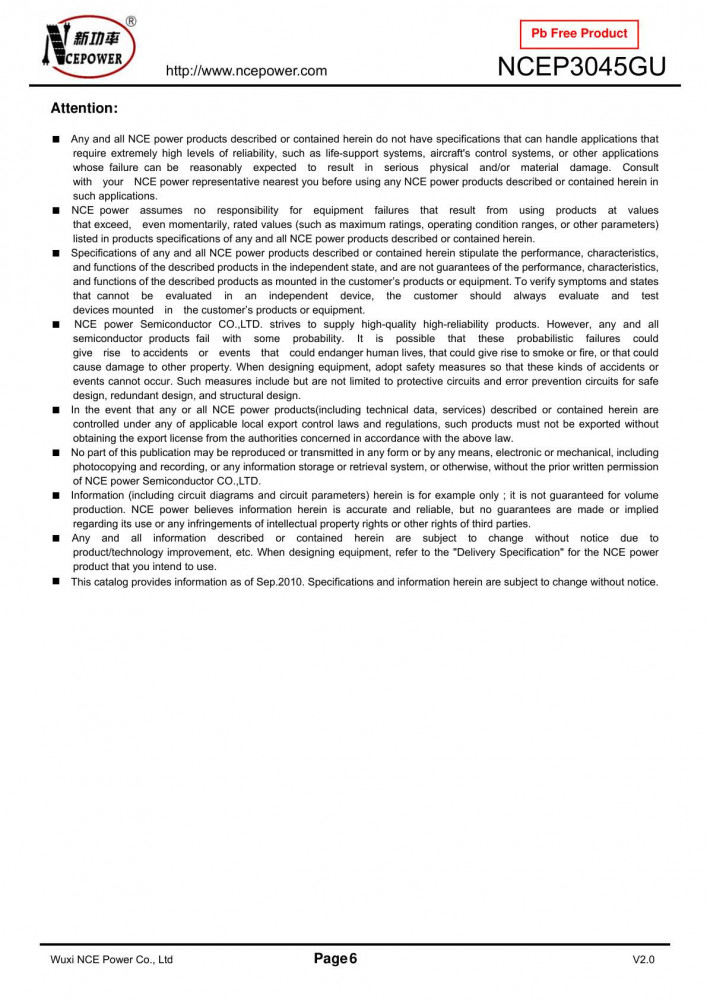 NCEP3045GU datasheet page 6