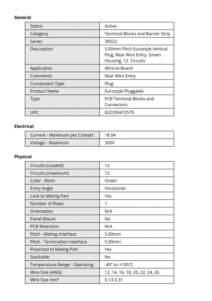 Technical document page 2 for MOLEX 395237012