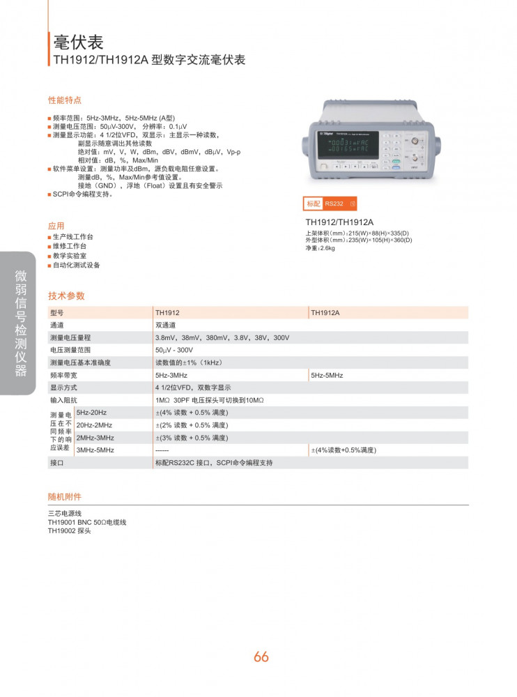 Tonghui TH1912A product document preview