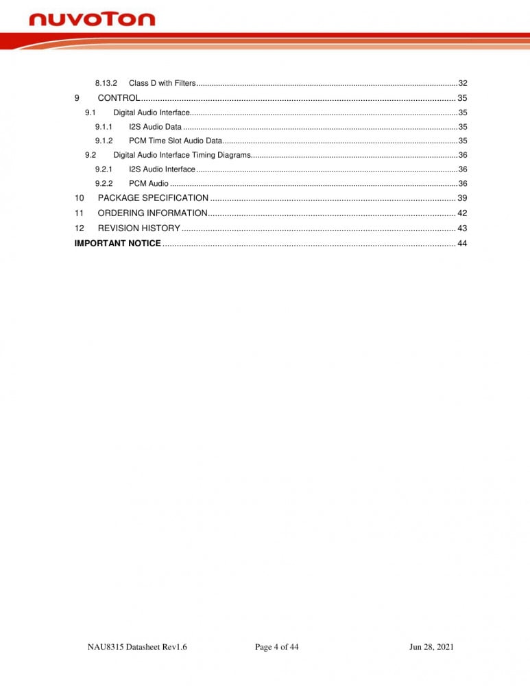NAU8315 datasheet page 4