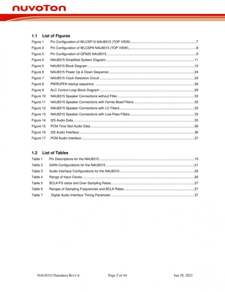 NAU8315 datasheet page 5