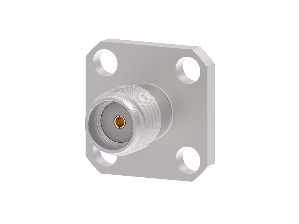 SMA Jack, Straight, 4-Hole Flange Mount, 0.500