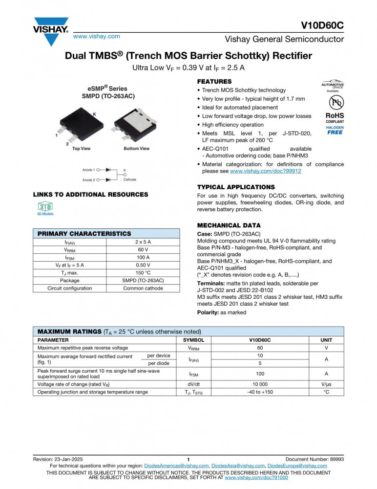 V10D60C technical document, page 1