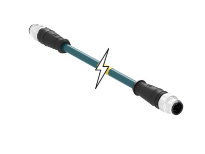 Micro-Change (M12) Double-Ended Cordset, 4 Poles, D-Coded, Male (Straight) to Male (Straight), 24 AWG, Teal TPU Cable, 15.0m (49.21') Length for sale