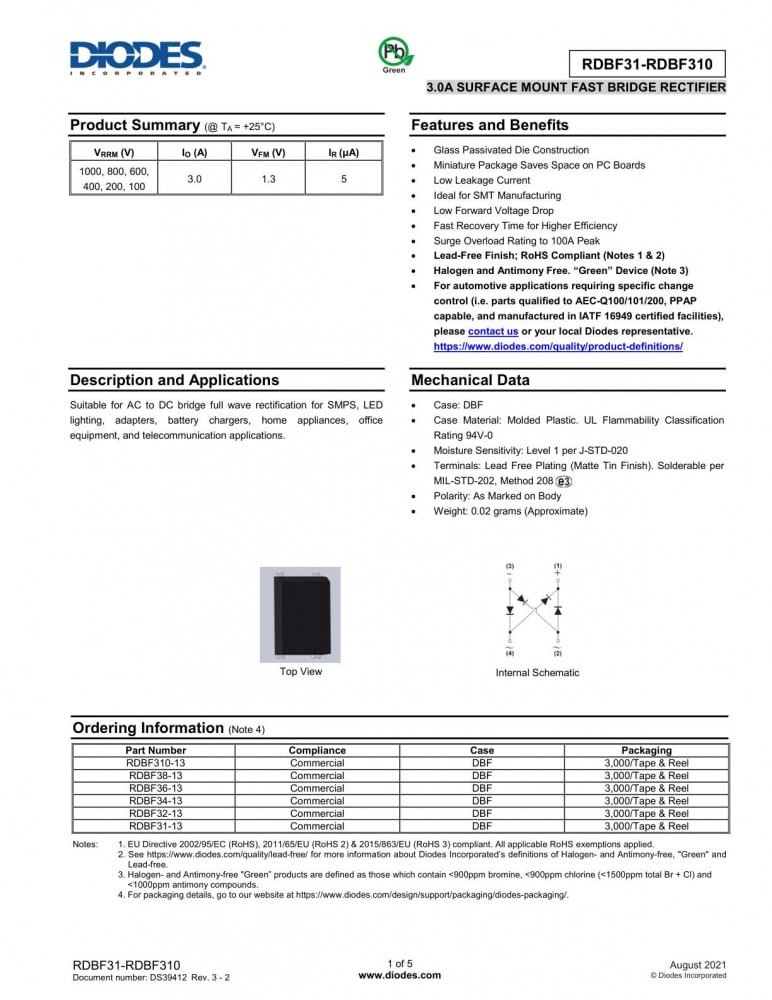 RDBF32-13 datasheet page 1