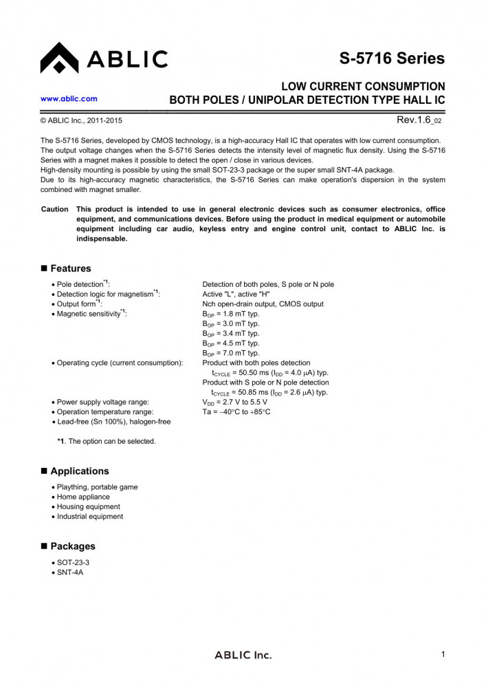 S-5716 datasheet page 1