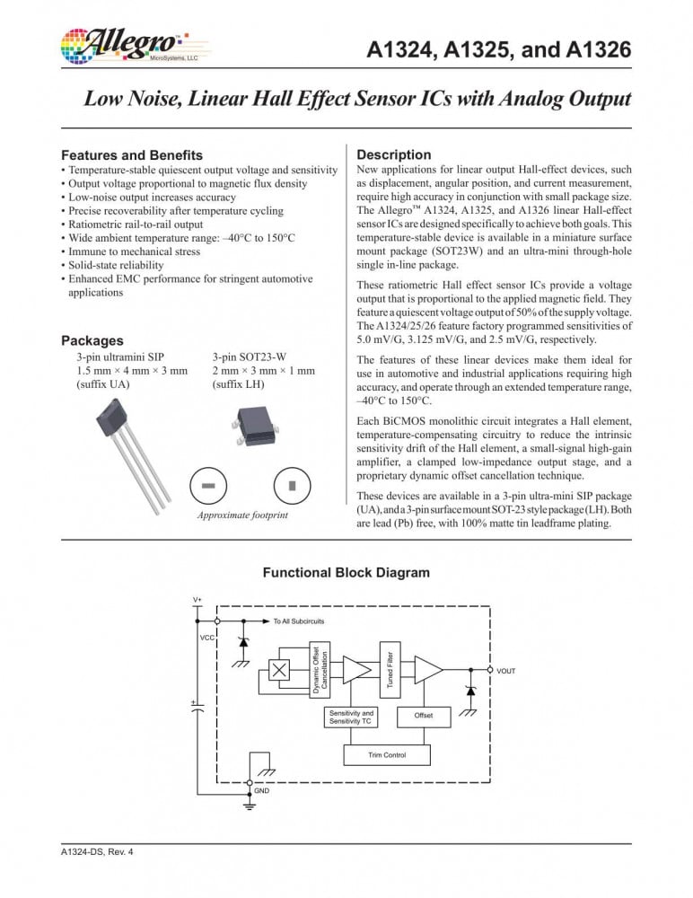 A1326LUA-T datasheet page 1