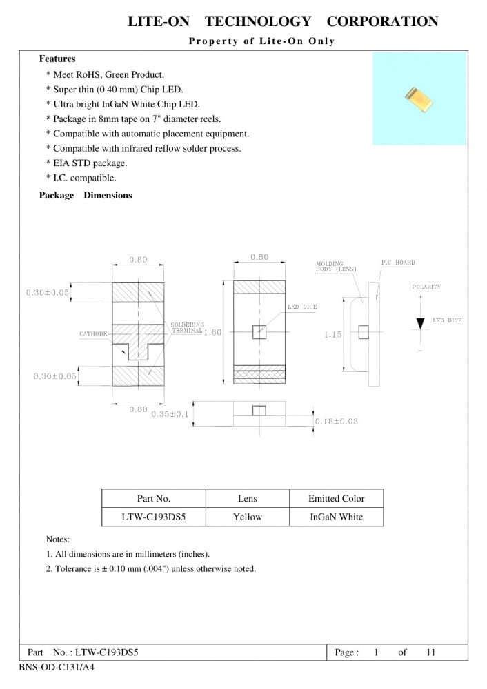 LTW-C193DS5 datasheet page 1
