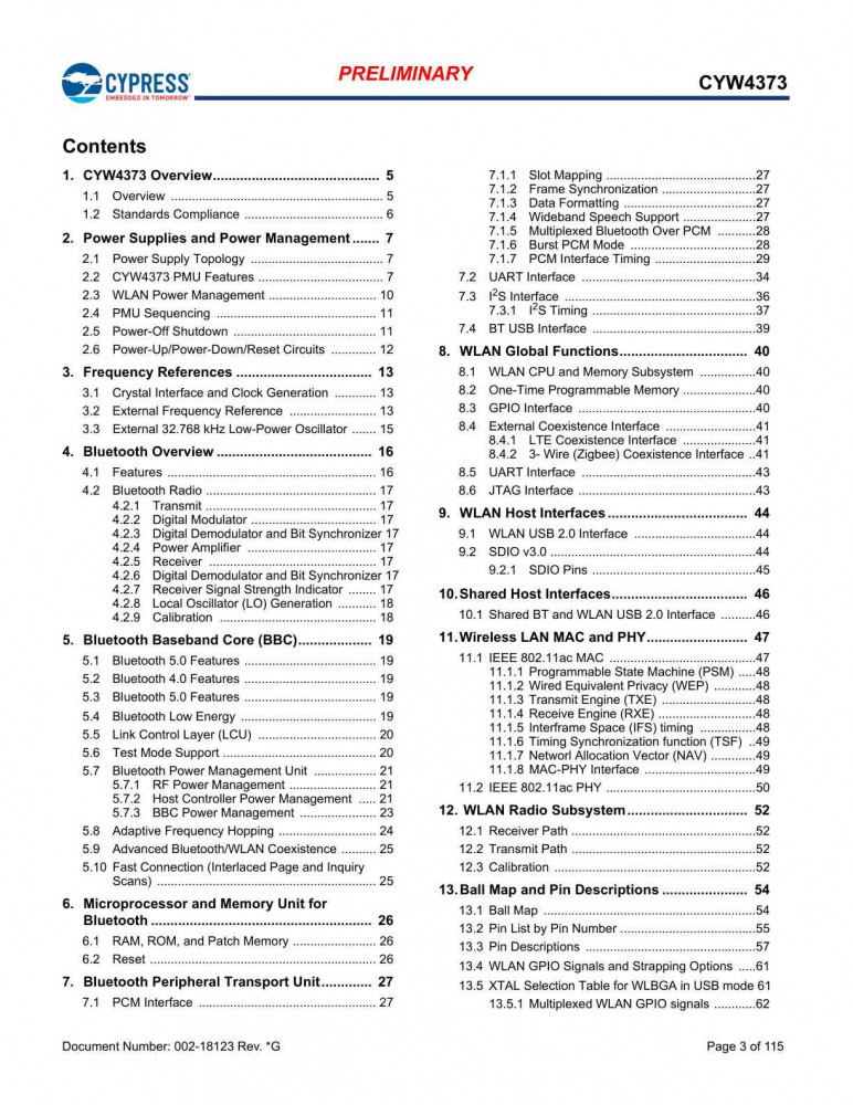 CYW4373 datasheet page 4