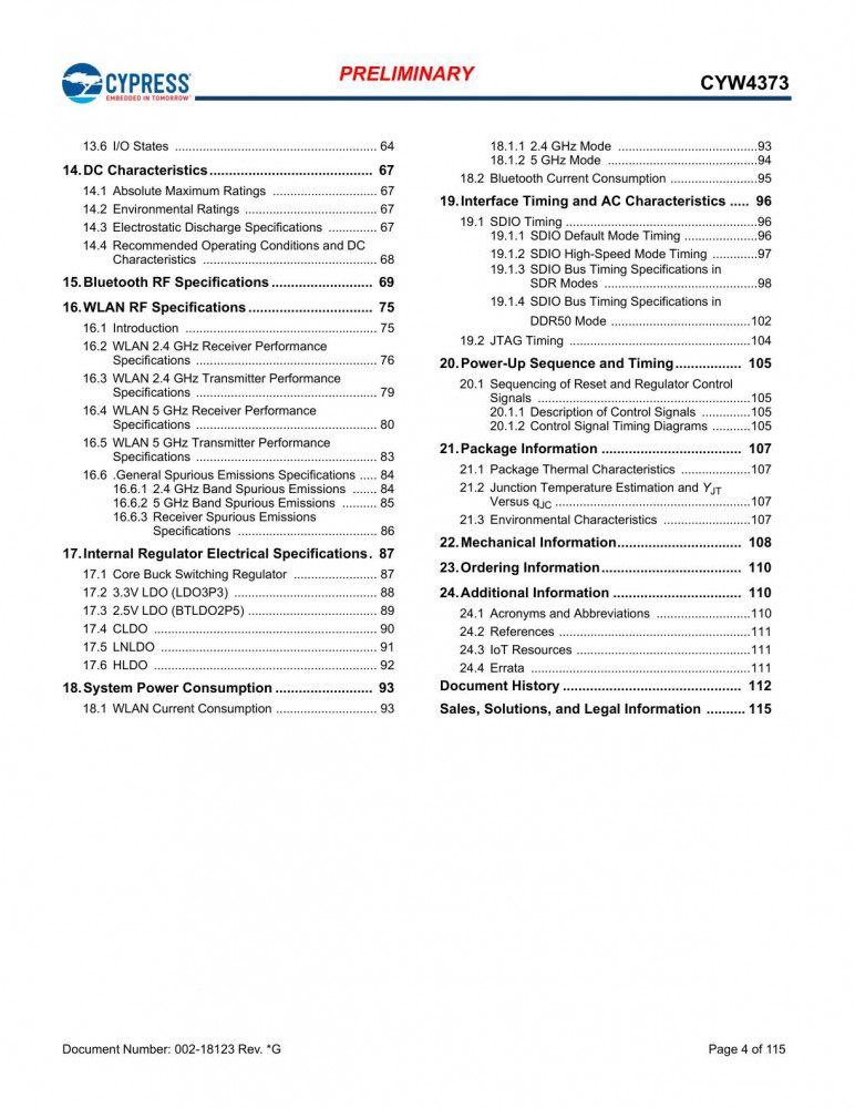 CYW4373 datasheet page 5