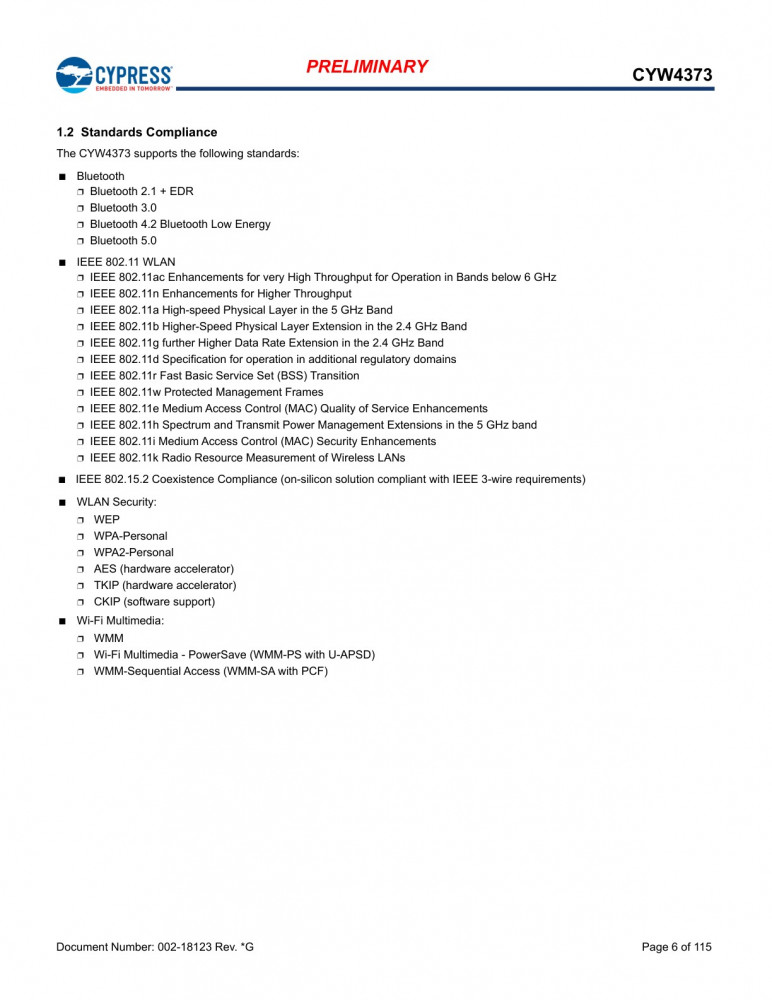 CYW4373 datasheet page 7