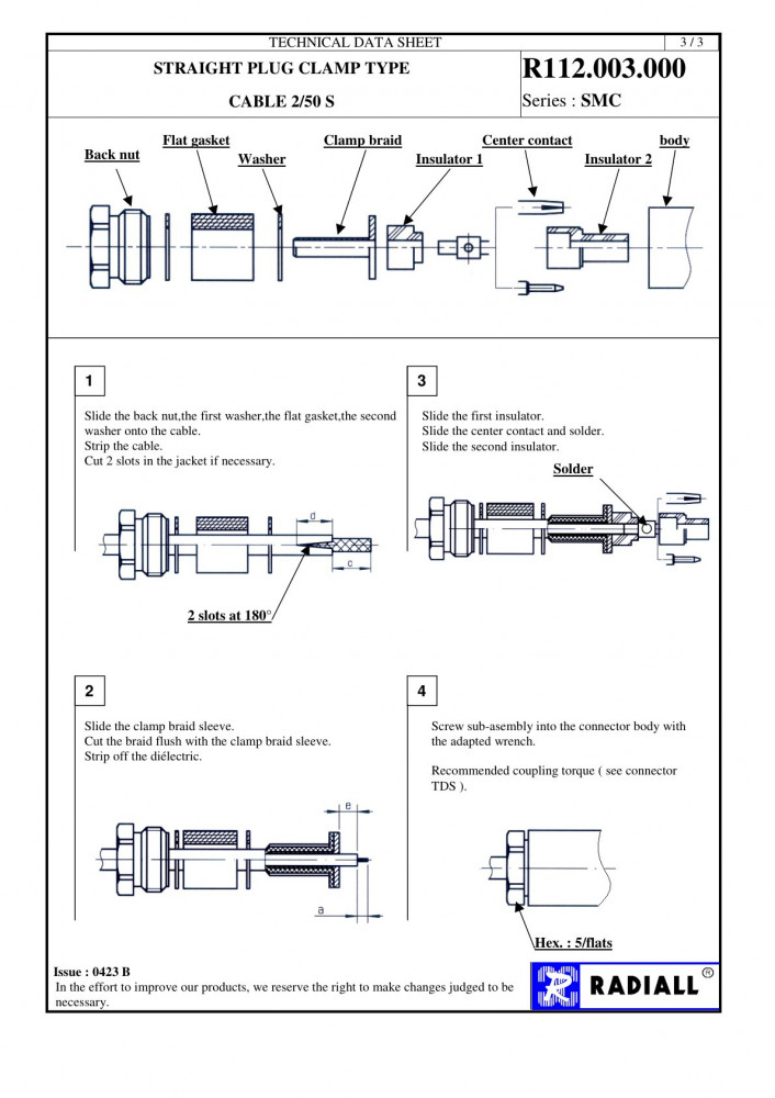 Radiall R112003000 cable assembly instructions