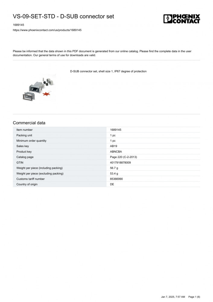 Phoenix Contact 1689145 document page 1